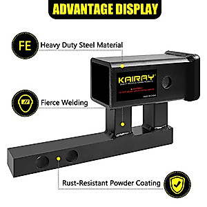KAIRAY 1-1/4 inch to 2 inch Hitch Adapter Trailer Hitch Extension Riser with 4 inch Rise and 3-3/8 inch Drop for Class I and Class II Receivers