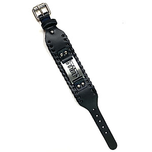 YHWH Bracelet Modern Hebrew Black leather with metal piece produced by me, adjustable