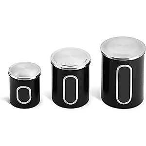 Fortune Candy Stainless Steel Canister Sets with Anti-Fingerprint Lid and Visible Window, Cereal Container Set of 3 (Black)