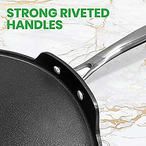 NutriChef Nonstick Stove Top Crepe Pan| Great for Pancakes, Eggs PTFE/PFOA/PFOS Free 12" Hard-Anodized Non stick Grill & Griddle Pan - Dishwasher Safe NCHAC45