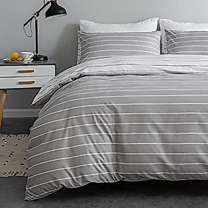 Lekesky Grey Duvet Cover Queen Size, Comforter Covers Queen 3pc Soft 100% Washed Microfiber Breathable Bedding Duvet Cover Set with Zipper Ties (1 Comforter Cover 90x90 +2 Pillow Cases)