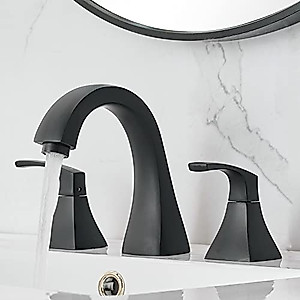 VAPSINT Two Handle Widespread Bathroom Faucet Black,3 Hole 8 inch Matte Black Bathroom Sink Faucet,Faucet for Bathroom Sink Lavatory Vanity with Supply Hoses