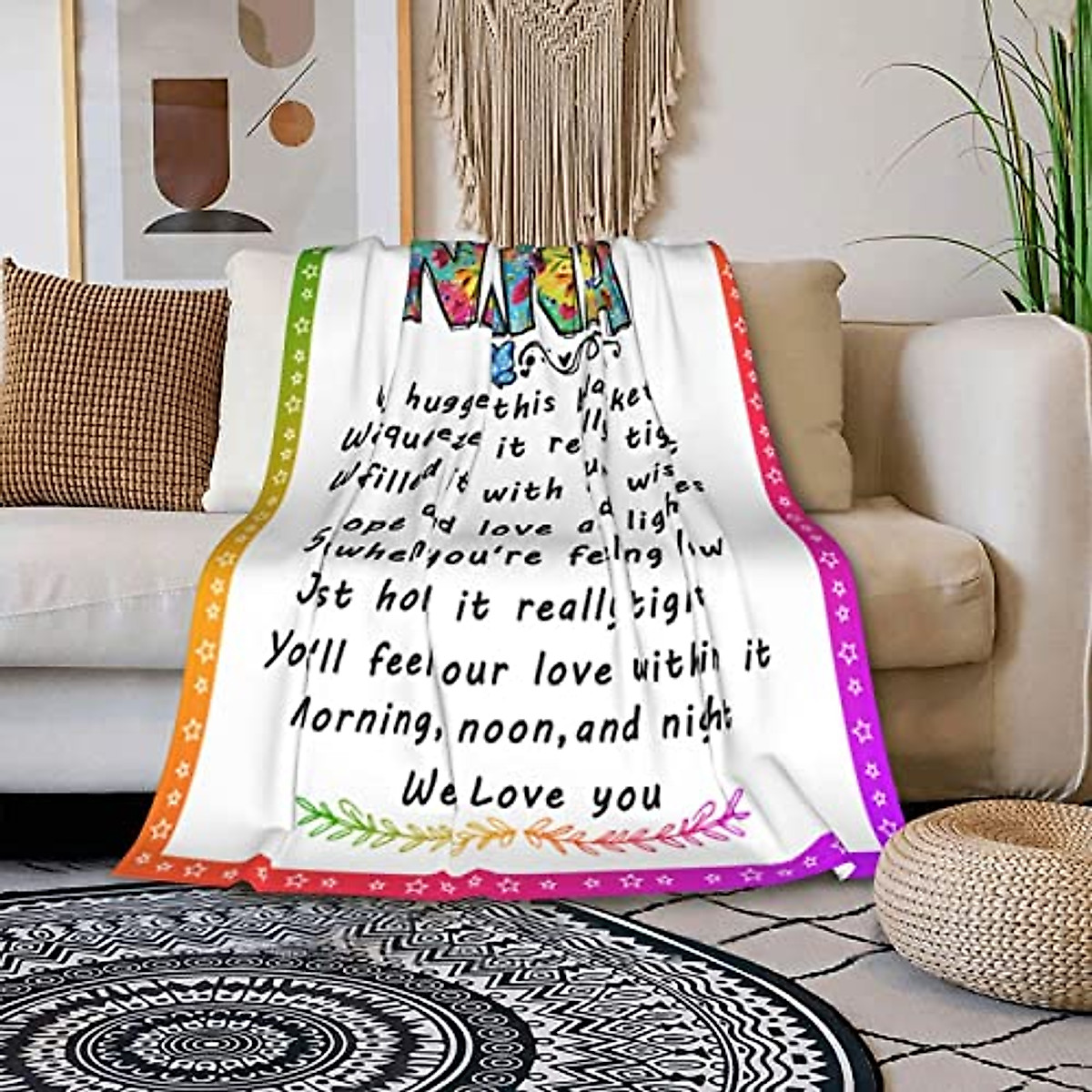 Nana Gifts Nana Birthday Gifts Blanket Nana Gifts from Grandkids Nana Gifts from Granddaughter,Grandson, Nana Throw Blanket Filled with Loving Sentiments, Gifts for Nana Throw Blanket 50” X 60”