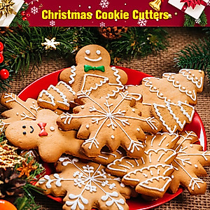 Hibery 15 Pcs Christmas Cookie Cutters, Holiday Cookie Cutters Including Snowman, Gingerbread, Christmas Tree, Snowflake Gingerbread Cookie Cutters Christmas Shapes and More