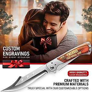 Stocking Stuffers for Adults - Custom Gifts for Men - Cool Engraved Personalized Knife - Christmas Gifts for Dad Boyfriend Husband Father in Law - Best Gifts for Men Who Have Everything 4172 PS D