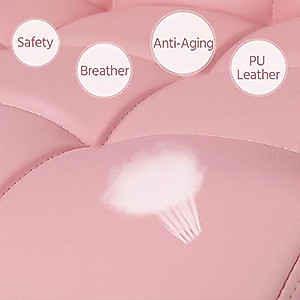 Yaheetech Desk Chairs with Wheels/Armrests Modern PU Leather Office Chair Height Adjustable Home Computer Executive Chair on Wheels 360° Swivel - Pink