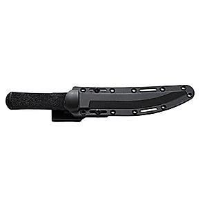 COLUMBIA RIVER KNIFE & TOOL CRKT Hissatsu Fixed Blade Knife with Sheath: Law Enforcement, Survival, Black Dual Grind Tanto, Textured Rubber Grip, Molle Compatible Sheath 2907K