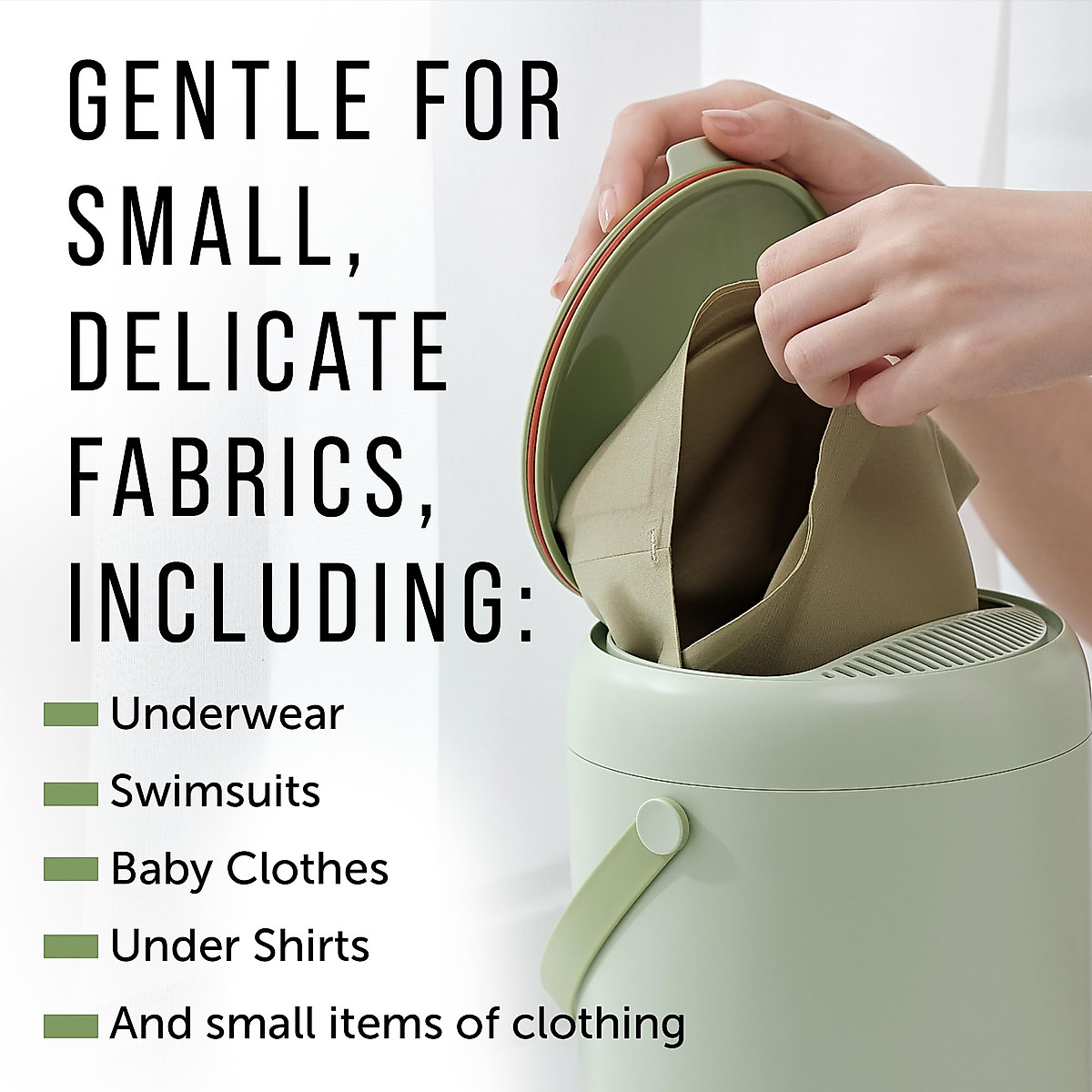 Portable Laundry Washing Machine - Great for Travel, Camping, and RVs - Mini Compact Washer for Delicate Fabrics and Small Loads - Includes Strainer and Handle (Green)
