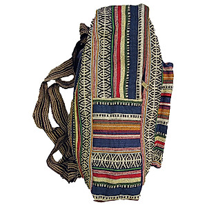 Unisex Blue Woven Cotton Ethnic Hippie Backpack or Daypack By Original Collections