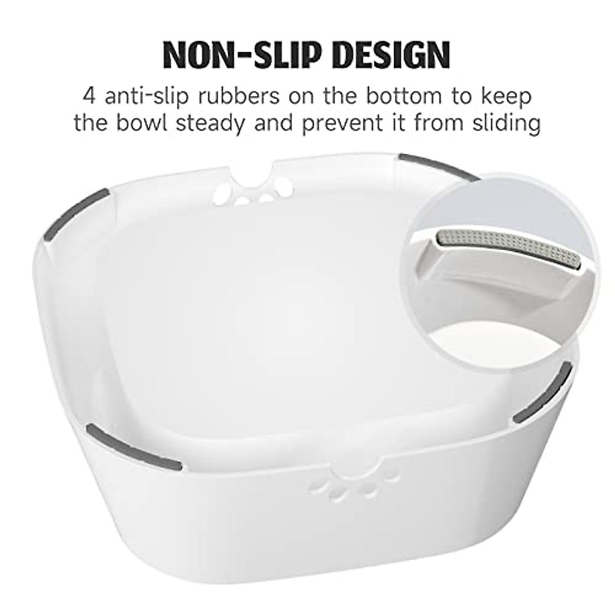 ELS PET Dog Bowl No Spill, Pet Water Bowl No Drip Slow Water Feeder Cat Bowl, Pet Water Dispenser 35oz/1L Travel Water Bowl for Dogs, Cats
