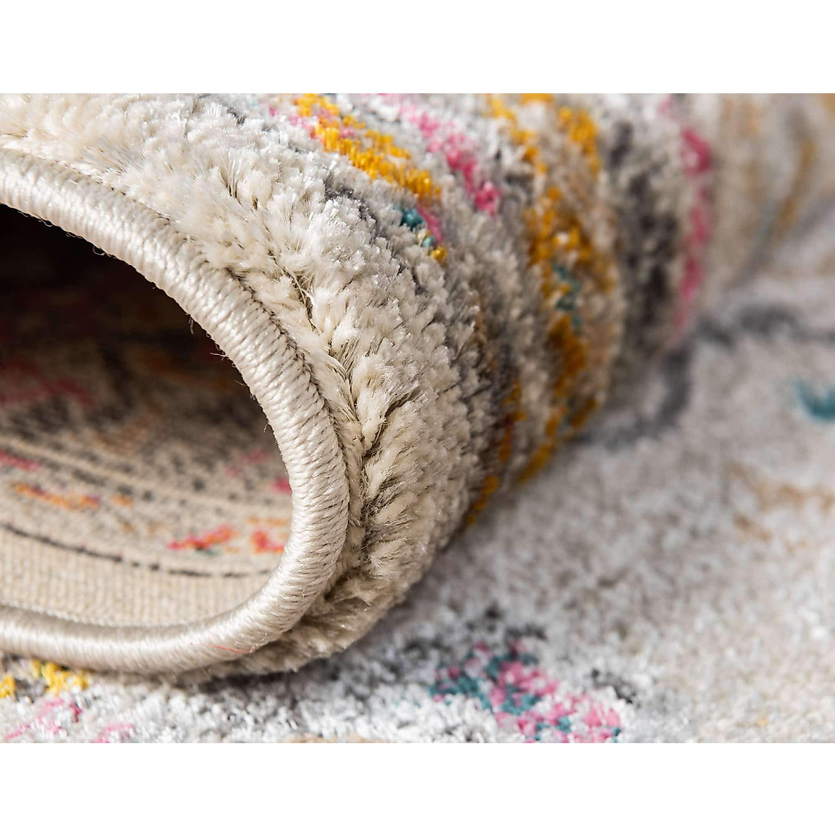 Unique Loom Aurora Collection Over-Dyed, Abstract, Botanical Southwestern, Transitional Area Rug, Rectangular 9' 0" x 12' 0", Beige/Pink