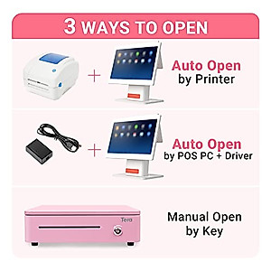 Tera 13" Auto Open Cash Register Drawer Heavy Duty with Micro Switch Fully Removable Insert Tray 5 Keys 4 Bill 6 Coin Media Slot 12V RJ12 Key-Lock (Round Corner) for POS System Small Business 330R