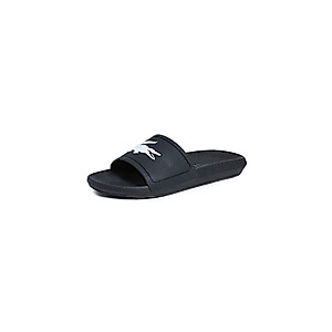 Lacoste mens Croco Slide Sandal, Black/White, 10 US