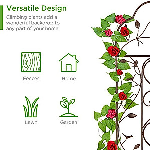 Best Choice Products 60x15in Iron Garden Trellis, Arched Outdoor Decoration w/Branches, Birds for Lawn, Garden, Backyard, Climbing Plants - Bronze