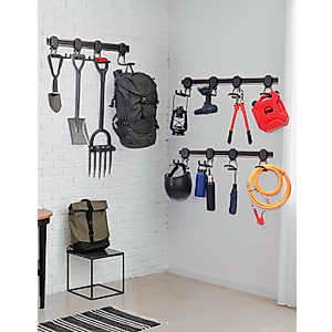 DEERFAMY 4 Pack Garage Storage Organization, Heavy Duty Wall Mount Garage Tool Organizer Support 66lbs, For Organizer Garden Yard Tool, Bikes