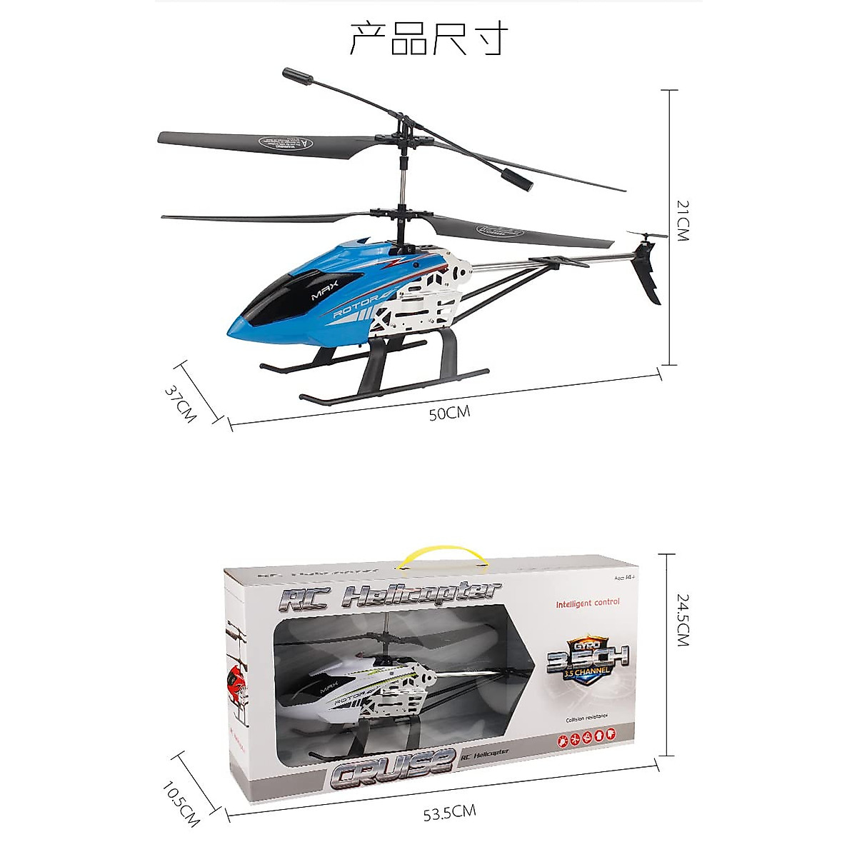 Remote Control Helicopter, 528 Aircraft with Altitude Hold, One Key take Off/Landing, 3.5 Channel, Gyro Stabilizer and High &Low Speed, LED Light for Indoor to Fly for Kids and Beginners (Bule)