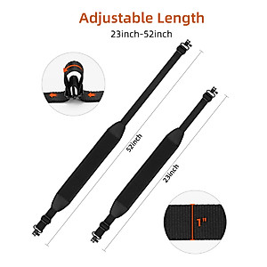 EZshoot Two Point Sling with Swivels, Comfortable Neoprene Padded, Length Adjustable Rifle Sling for Outdoors Black