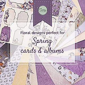 Matty's Crafting Joy Lavender Bliss 12x12 Double Sided Scrapbook Cardstock Paper Pad, 30 Floral Designer Premium Patterned Heavyweight Paper Pack