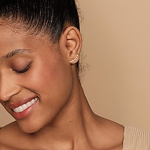 PAVOI 14K Gold Plated Sterling Silver Post Cubic Zirconia Ear Crawler Earrings - Climber Earrings for Women (Collage, 14K Yellow Plated)