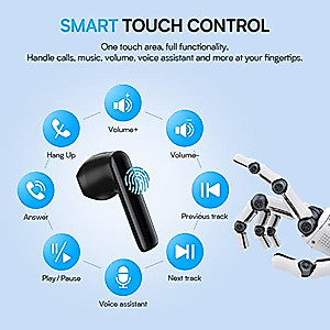 BEBEN Wireless Earbuds with Touch Control, Stereo Sound, 35H Playtime, Waterproof - for iPhone, Android