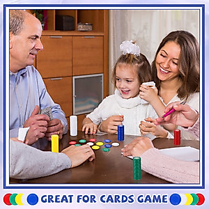 Skylety 1000 Pieces Plastic Poker Chips Bulk Game Chips 5 Colors Counter Card for Kids Game Playing Learning Math Counting Bingo Game Blank Chips Card for Kids Reward, 0.86 Inch