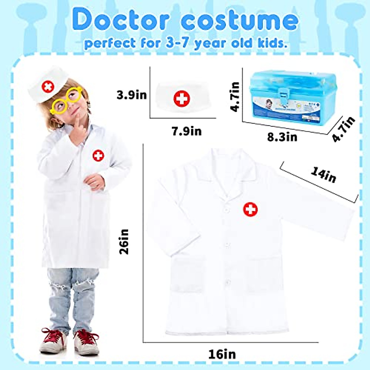 Doctor Kit for Toddlers 3-5 Kids Toys for 2 3 4 Year Old Girls Boys Dentist Doctor Set Costume Medical Kit Pretend Play Dress Up Educational Role Play Birthday Girls Gifts for Aged 2-4 3-5