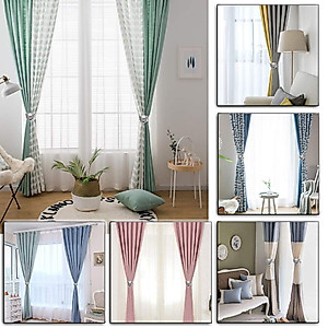 Sumnacon 2 Pcs Crystal Curtain Magnetic Tiebacks - Decorative Curtain Clips Buckle with Stretchy Wire Rope, Sparkling Drapery Holdsbacks for Home Office Decor