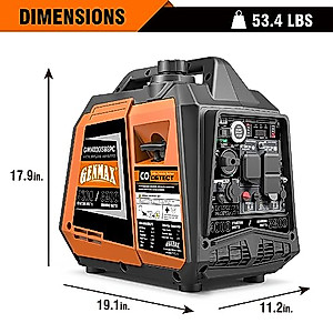GENMAX Portable Inverter Generator, 4000W ultra-quiet 145cc gas engine,with Parallel and Series Capability, Electric Start, Ideal for Camping outdoor & Home backup power.EPA &CARB Compliant