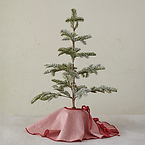 Creative Co-Op 24" Round Woven Cotton w/Ties, Red Tree Skirt