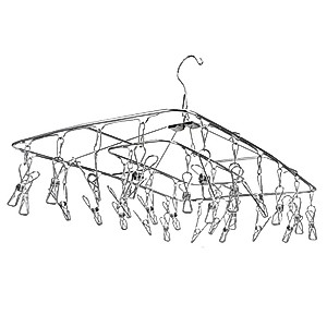 Aqur2020 Clothes Drying Rack with 28 Clips Stainless Steel Laundry Drying Hanger for Socks Towels Bras Underwear Drying Racks