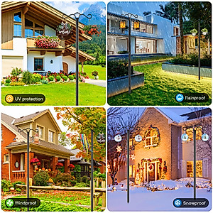 110 Inch 2 Pack Adjustable Shepherds Hooks for Outdoor with 5 Prong Base Heavy Duty Outdoor Garden Shepherds Hooks Hanger for Hanging Bird Feeder Flower Plant Baskets Solar Light Lantern Pole Stand