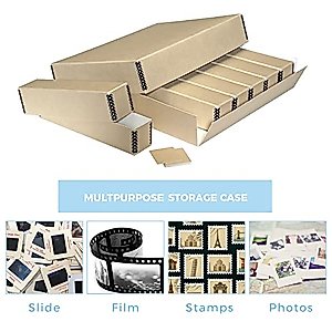 Lineco, Archival Slide Storage Box 15.5" x 11.5" x 3", Holds Up to 840 Slides, With 6 Inner Slide File Cases, Tan