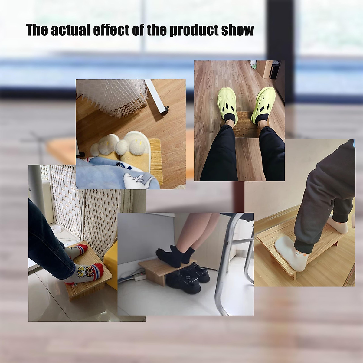 Wooden Under Desk Footrest, Foot Stool Under Desk, Ergonomic Foot Nursing Stool, Office Nonslip Wooden Step Stool Foot Rest, Portable Slanted Foot Rest Stool for Home Office Kitchen Bedroom