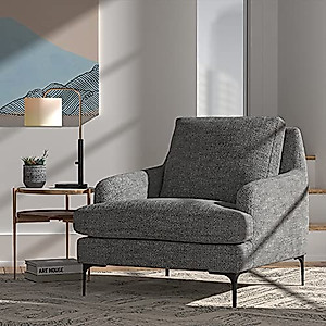 Amazon Brand – Rivet Modern Living Room Accent Chair with Metal Legs, 35.4"W, Dark Gray