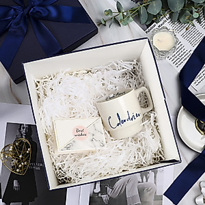 RUSPEPA Medium Birthday Gift Box with Lids, Ribbon and Tissue Paper, Collapsible Gift Box - 1 Pcs, 10x10x10 Inches, Navy Blue