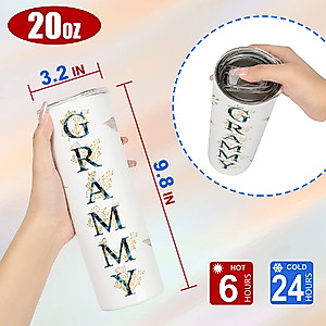 Gifts for Grammy Grandmother Birthday Mother's Day&Christmas Gift from grandson,granddaughter - Stainless Steel Insulated Tumbler Coffee Travel Mug, Reusable Cup With Straw Leakproof Flip Present