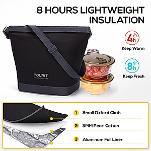 TOURIT Large Lunch Bag 24-Can (14L) Insulated Lunch Box Portable Soft Cooler Lunch Cooler for Adult Men Women, Grey