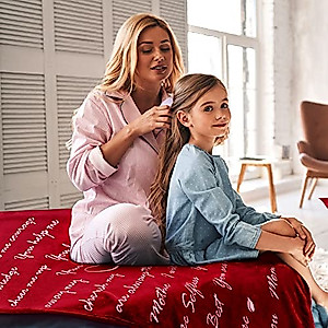 LONGTM Mom Blanket, Mom Gifts, Mom Birthday Gift, Valentine's Day Gift, from Daughter or Son, Warm Soft Throw Blanket 65” x 50” (Red)
