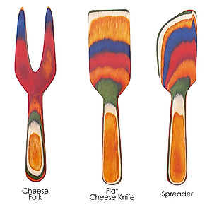 Baltique Marrakesh Collection 3 Piece Cheese & Charcuterie Tool Set, Colorful Wooden Cheese Knife Set