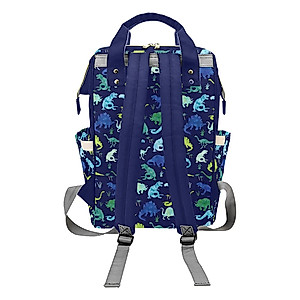 Yeshop Personalized Diaper Backpack Dinosaur Watercolor Multi Function Diaper Bag Travel Daypack Nursing Nappy Bag