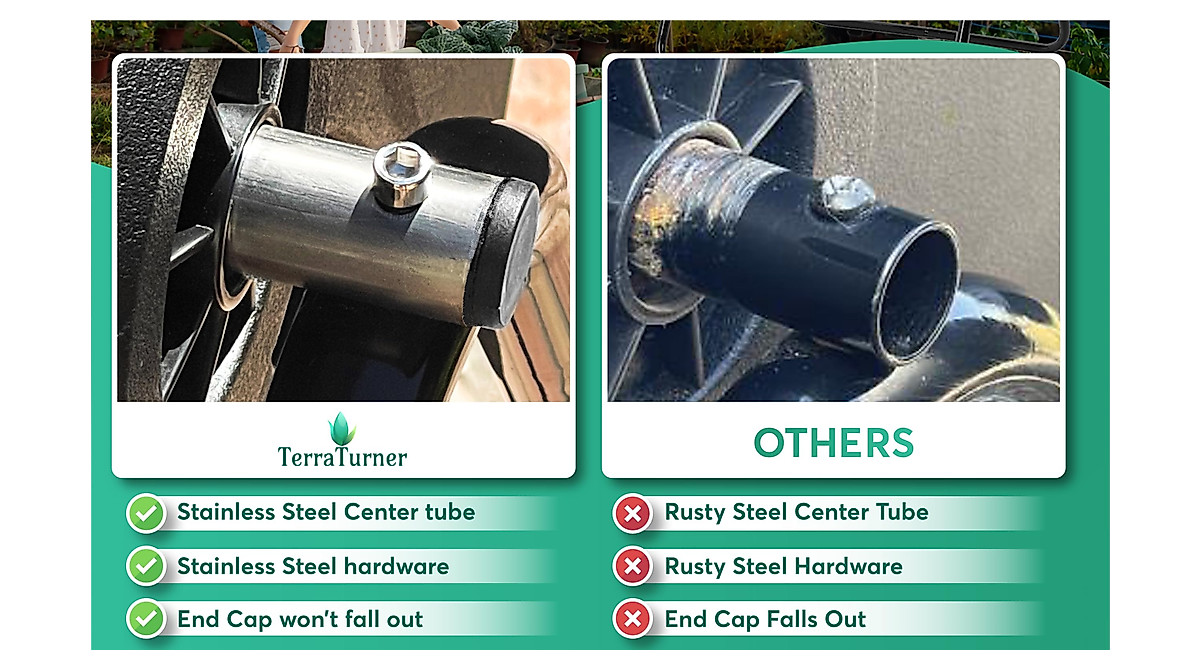 TerraTurner Tumbling Composter, Stainless Steel Center Tube, Dual Batch ...