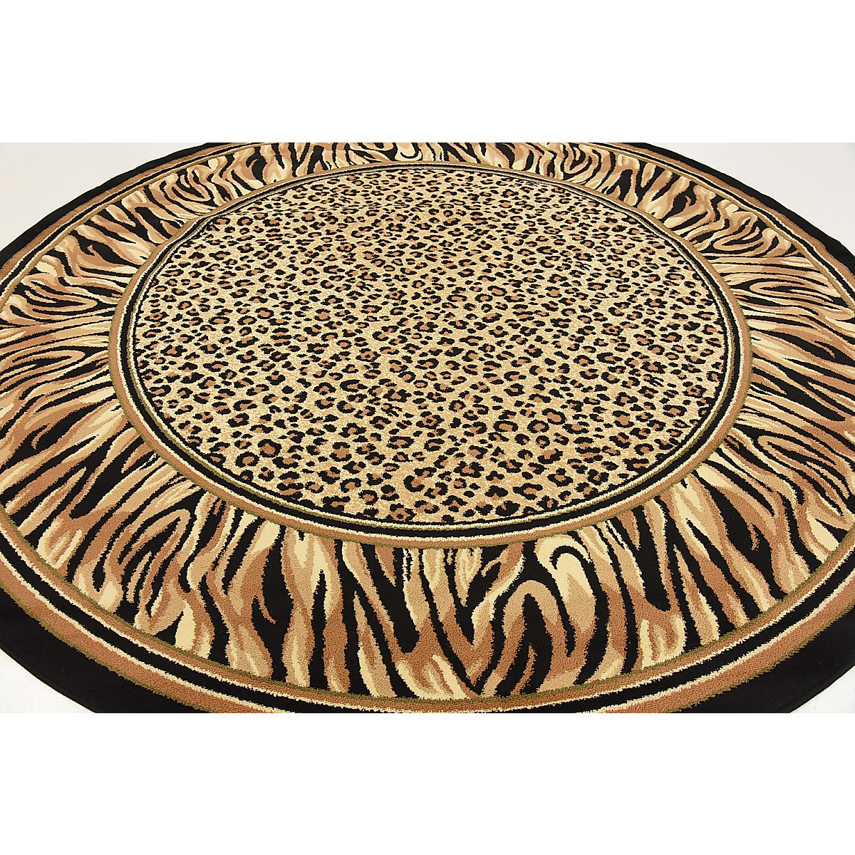Unique Loom Wildlife Collection Animal Inspired with Cheetah Bordered Design Area Rug, 8 ft, Ivory/Black