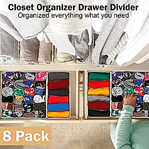 Kenning 8 Pieces Sock Underwear Drawer Organizer Dividers Set Fabric Foldable Cabinet Closet Organizers and Storage Boxes for Storing Socks Underwear Ties