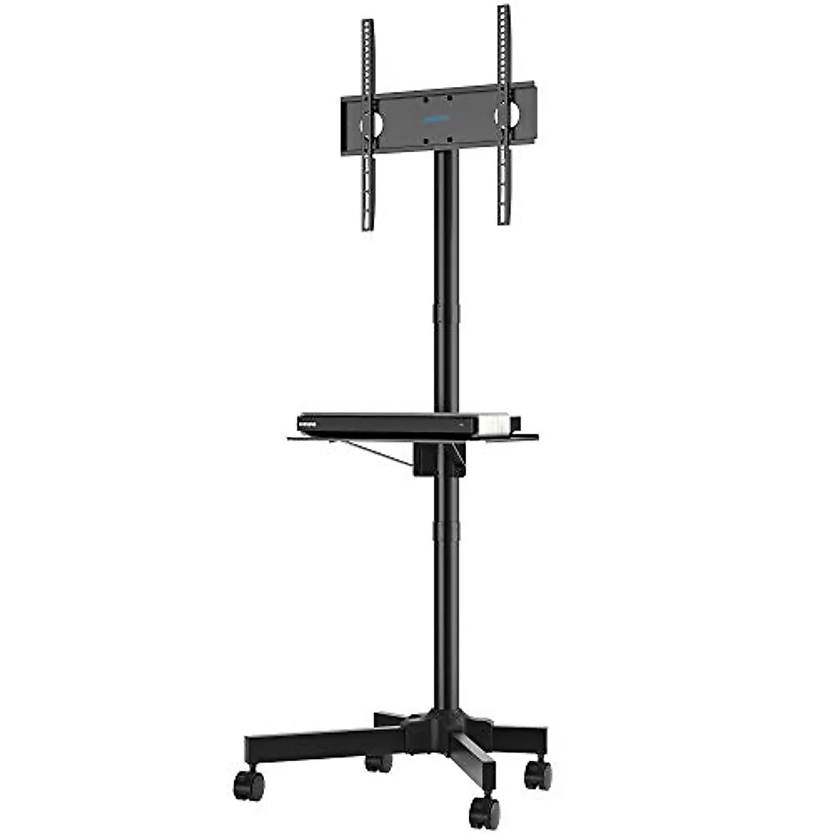 Mobile TV Cart for 23-60 Inch LED LCD Flat Curved Panel Screens TVs, Rolling TV Stand with Wheels Holds Up to 55lbs, Height Adjustable Portable Floor Stand with Media Shelf Tray, Max VESA 400x400mm