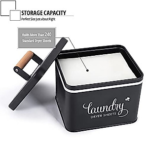 Dryer Sheets Holder Modern Farmhouse Dryer Sheet Dispenser Container with Lid, Metal Dryer Sheet Box, Fabric Softener Dispenser, Storage Box, Lint Bin for Laundry Room decoration (Matte Black)