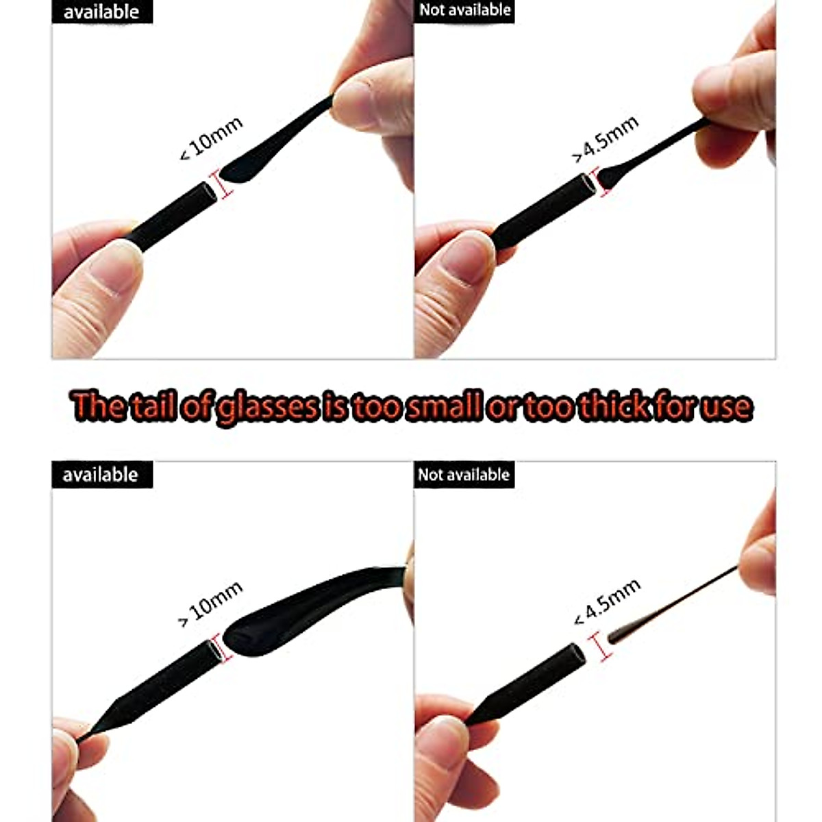 CAIGAIC Glasses Strap 5 Pcs, No Tail Anti-Slip Adjustable Sports Sunglasses Strap Eyeglasses Strap for Men Women