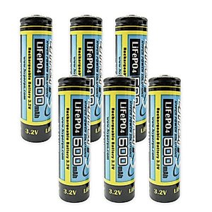 HYPERPS 3.2V AA 600mAh Rechargeable Battery for Solar Panel Light, Tooth Brush, Shaver, Flashlight (6-Pack)