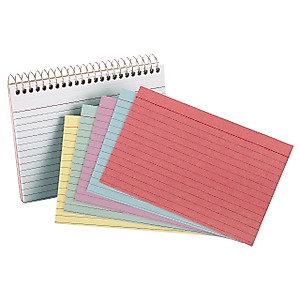 Oxford Spiral Ruled Index Cards, 4 x 6 Inches, Assorted Colors, 50 per Pack (40286)