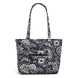 Vera Bradley Women's Cotton Small Vera Tote Bag, Java Navy Camo - Recycled Cotton, One Size