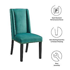 Modway Baron Performance Velvet Set of 2 Dining Chair, Teal